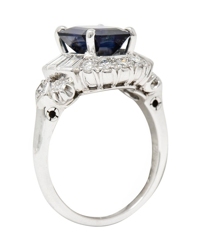 Granat Bros. 1950s 3.70 Carats No-Heat Sapphire Diamond Platinum ...