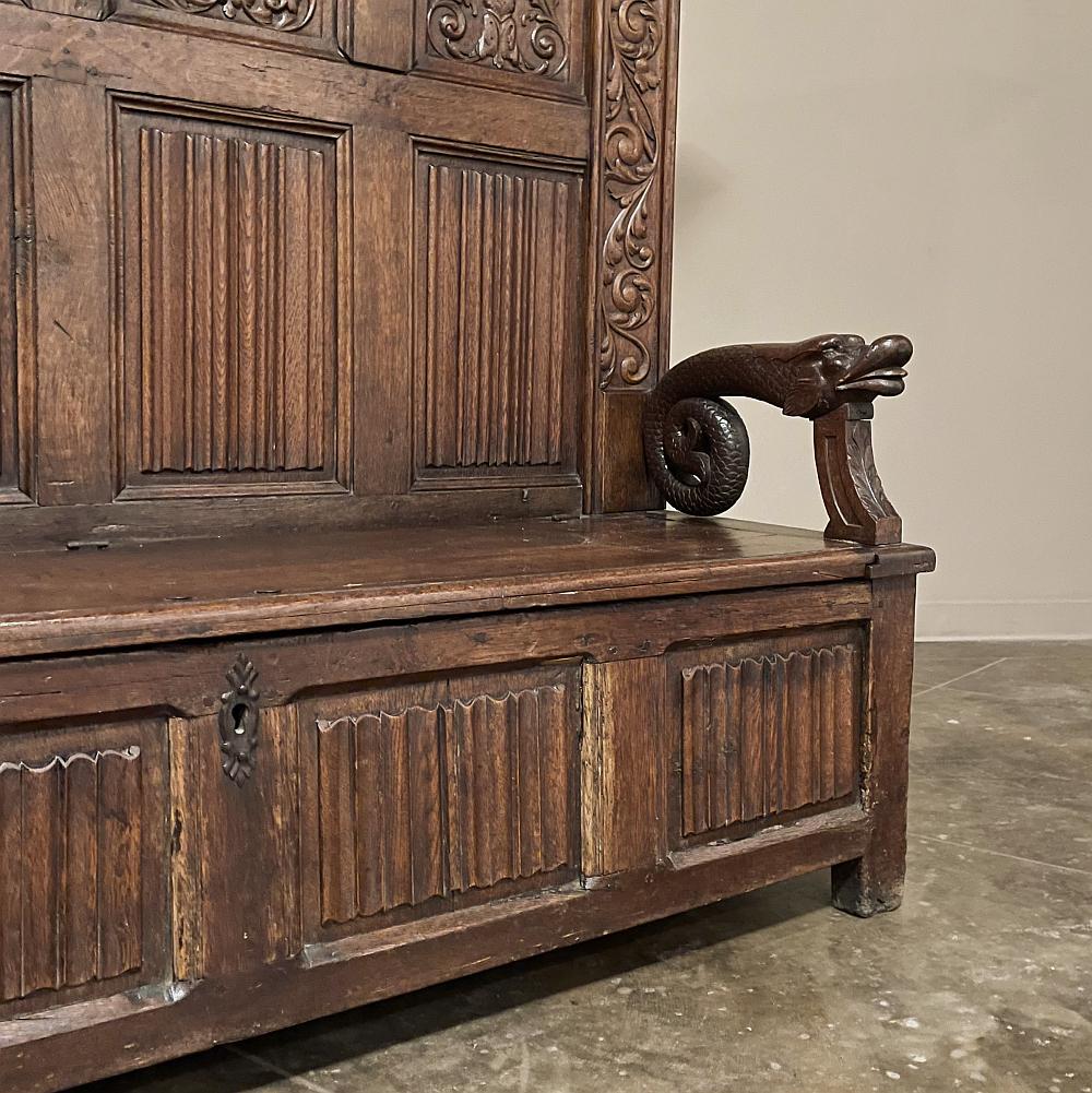 Grand 19th Century Flemish Renaissance Hall Bench at 1stDibs