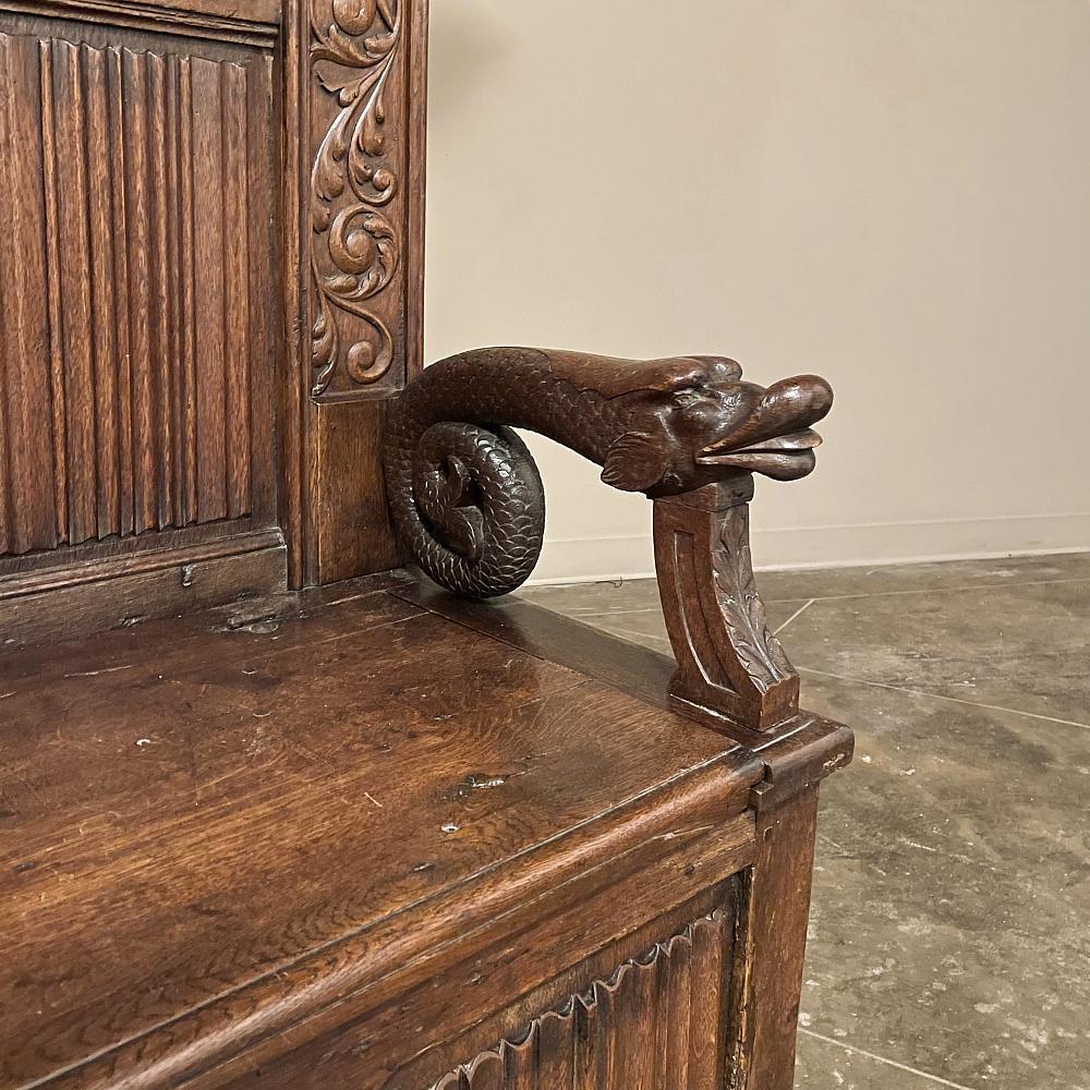 Grand 19th Century Flemish Renaissance Hall Bench at 1stDibs