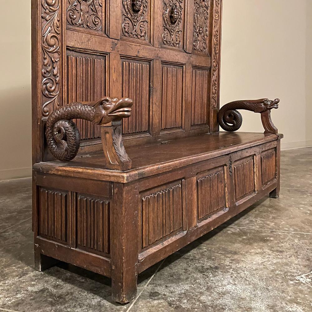 Grand 19th Century Flemish Renaissance Hall Bench at 1stDibs