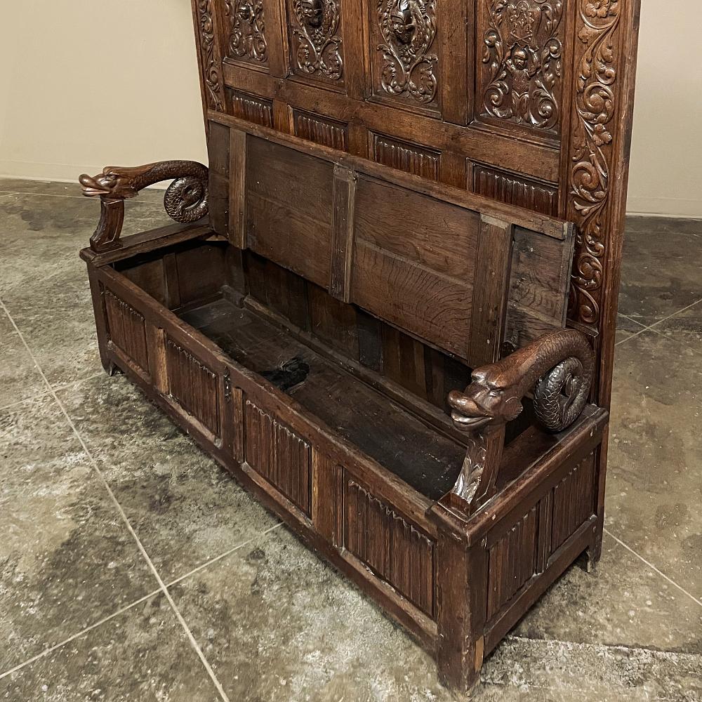 Grand 19th Century Flemish Renaissance Hall Bench at 1stDibs
