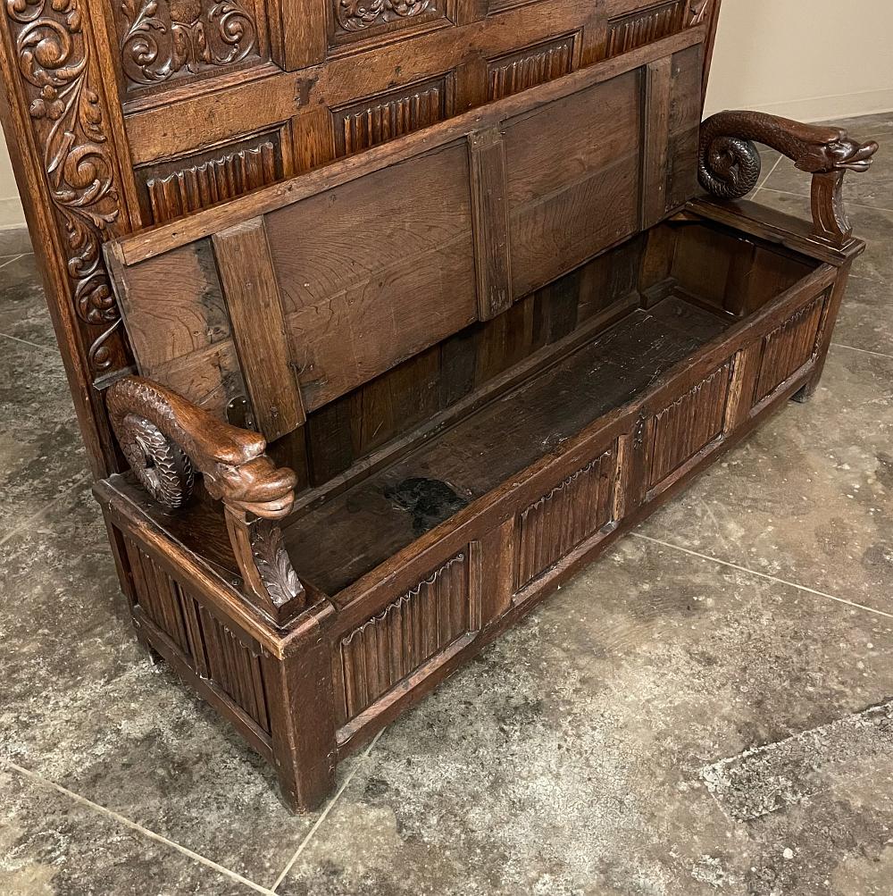 Grand 19th Century Flemish Renaissance Hall Bench at 1stDibs