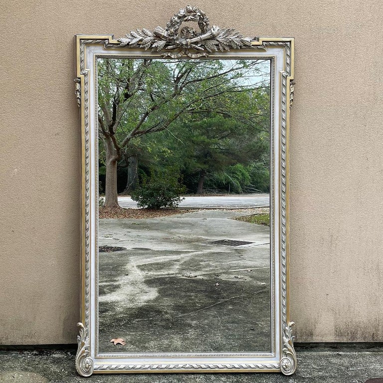 Grand 19th Century French Louis XVI Painted Mirror For Sale at 1stDibs