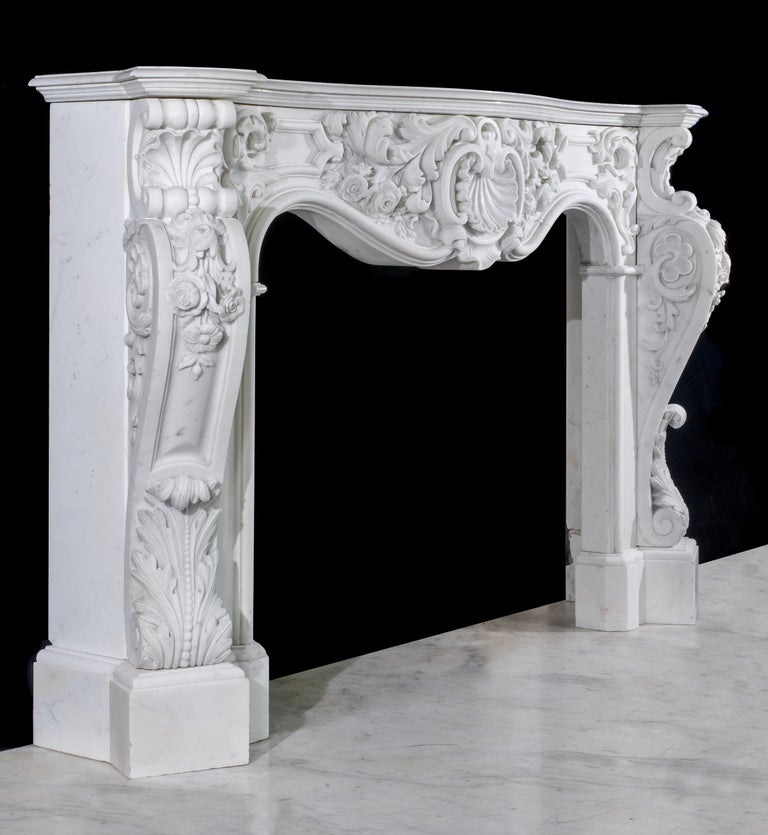 Grand 19th century Scottish Rococo marble fireplace For Sale at 1stDibs