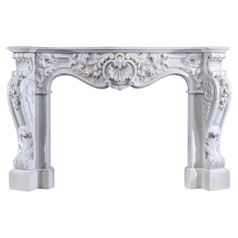Grand 19th Century Scottish Rococo Marble Fireplace For Sale at 1stDibs