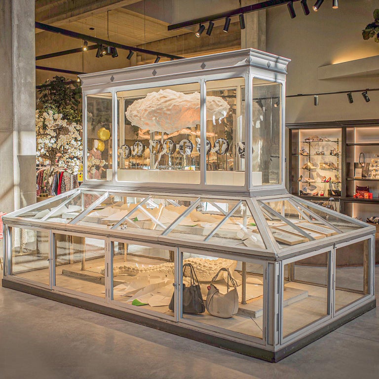 Grand High Showcase in Glass and Wood, 1940s For Sale at 1stDibs
