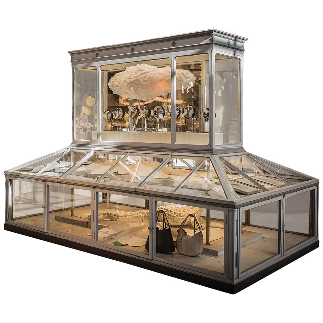 Grand High Showcase in Glass and Wood, 1940s For Sale at 1stDibs