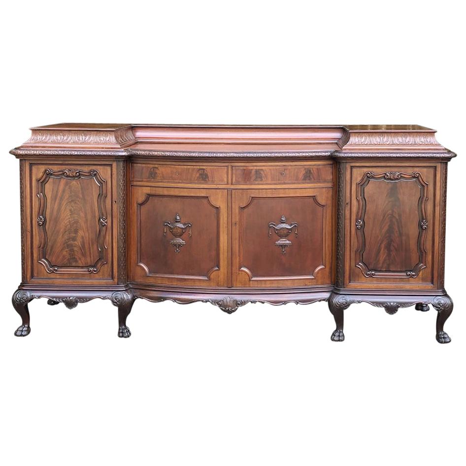 Antique English Mahogany Chippendale Low Buffet, Sideboard at 1stdibs