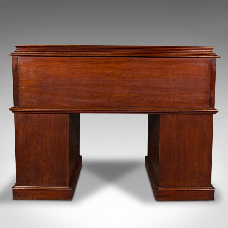 Grand Antique Estate Pedestal Desk, English Roll Top Secretaire ...
