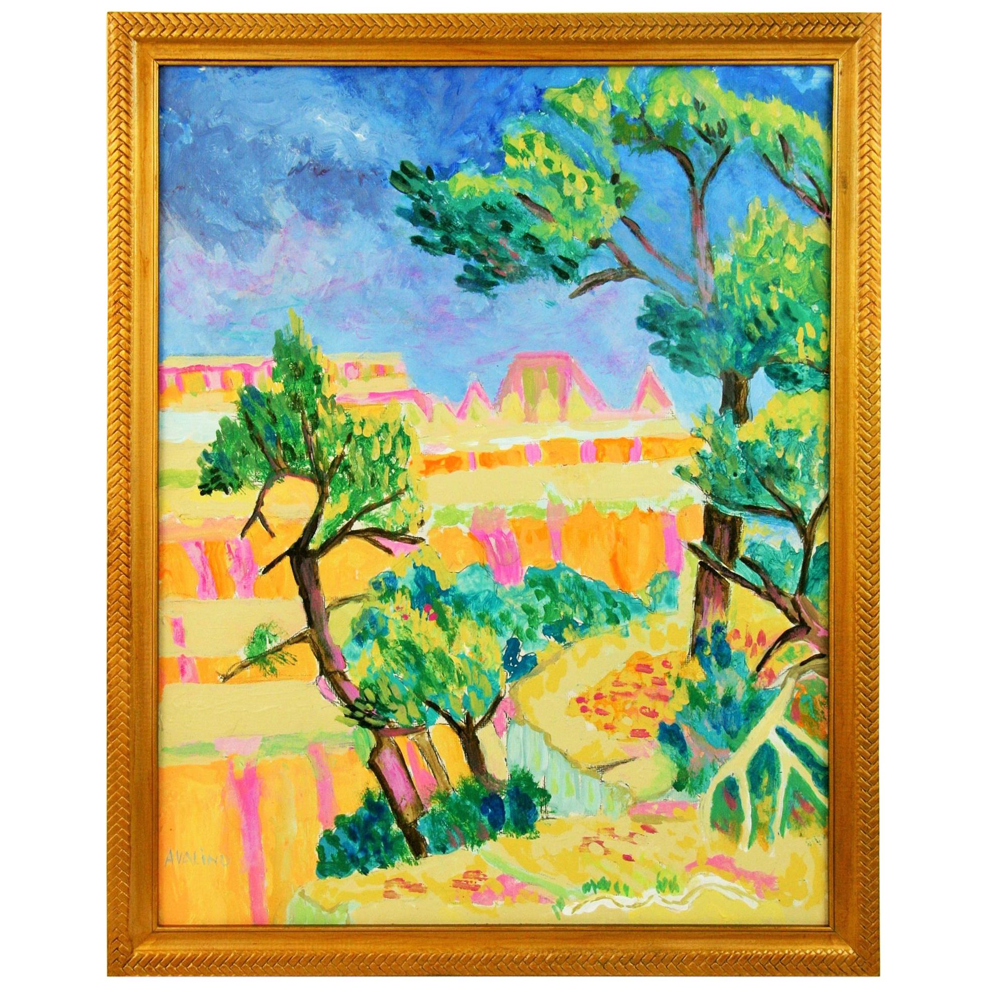 Vintage Modern Landscape Oil Painting For Sale at 1stDibs
