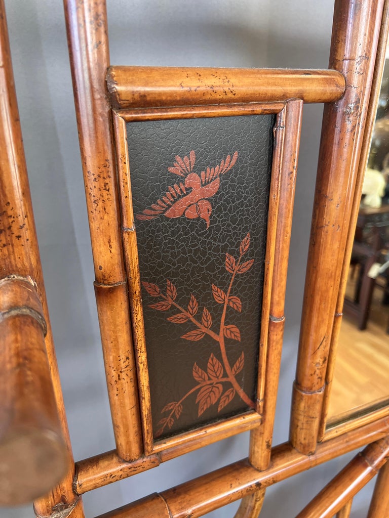 Grand Chinoiserie Style Bamboo Hall Tree with Drawer For Sale at 1stDibs