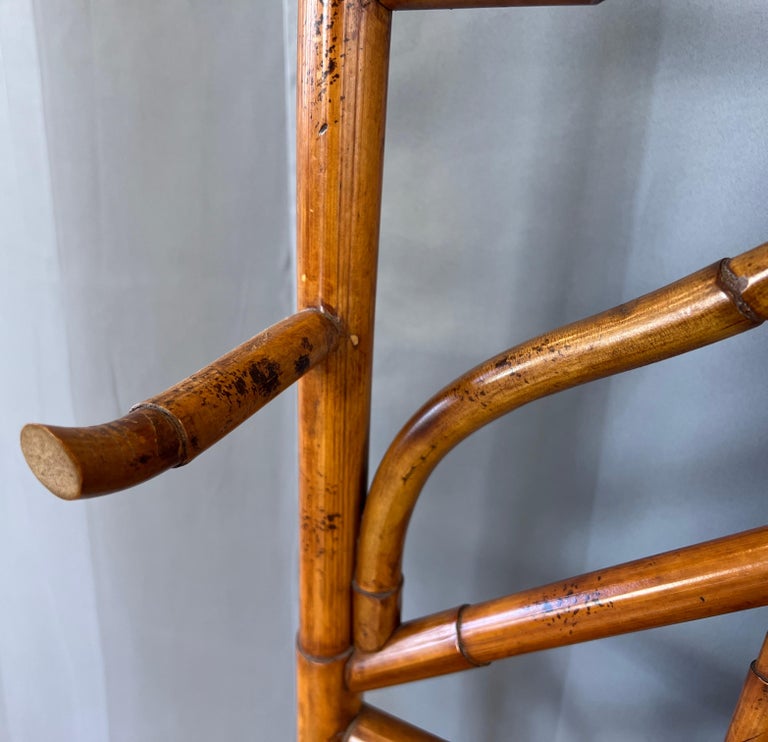 Grand Chinoiserie Style Bamboo Hall Tree with Drawer For Sale at 1stDibs