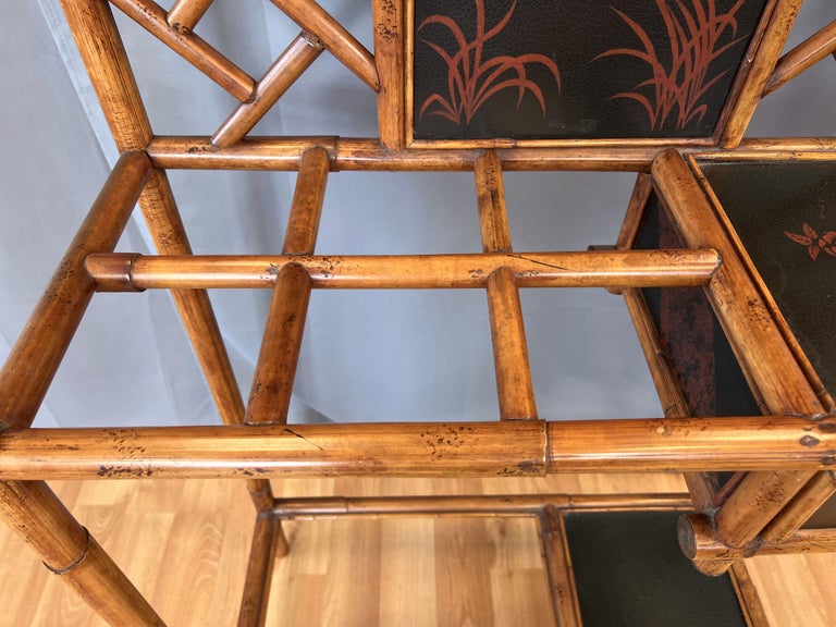Grand Chinoiserie Style Bamboo Hall Tree with Drawer For Sale at 1stDibs