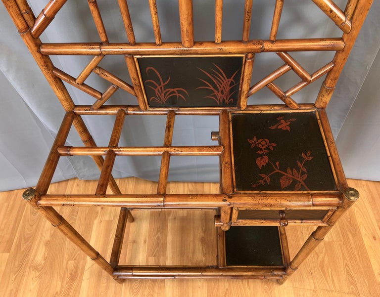 Grand Chinoiserie Style Bamboo Hall Tree with Drawer For Sale at 1stDibs