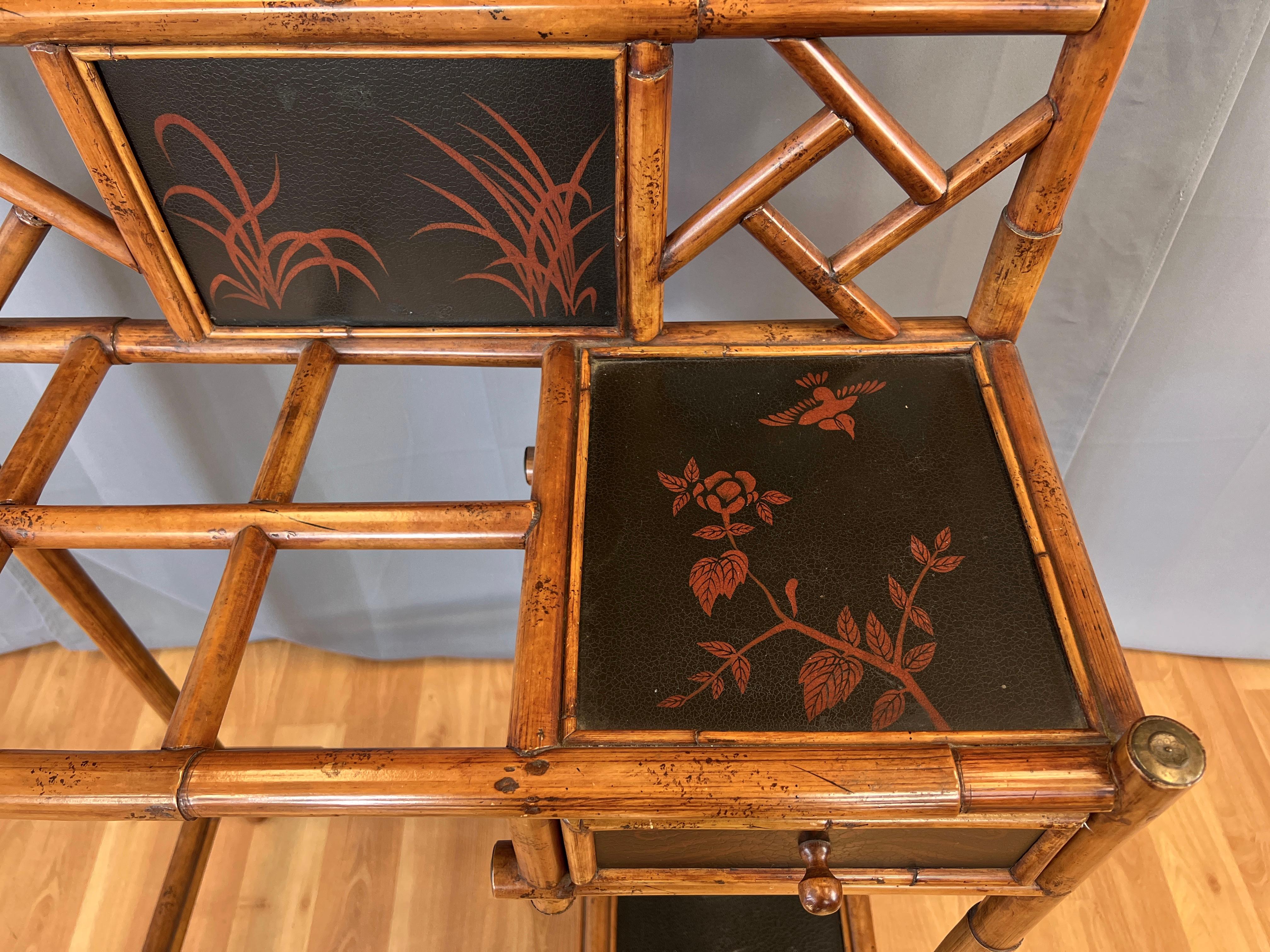 Grand Chinoiserie Style Bamboo Hall Tree with Drawer at 1stDibs