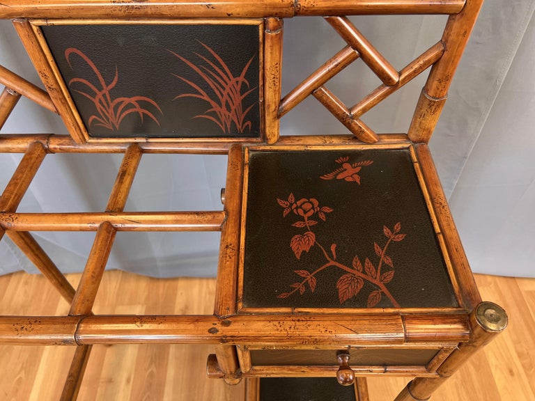 Grand Chinoiserie Style Bamboo Hall Tree with Drawer For Sale at 1stDibs