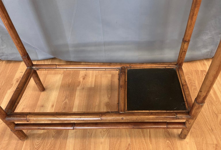 Grand Chinoiserie Style Bamboo Hall Tree with Drawer For Sale at 1stDibs