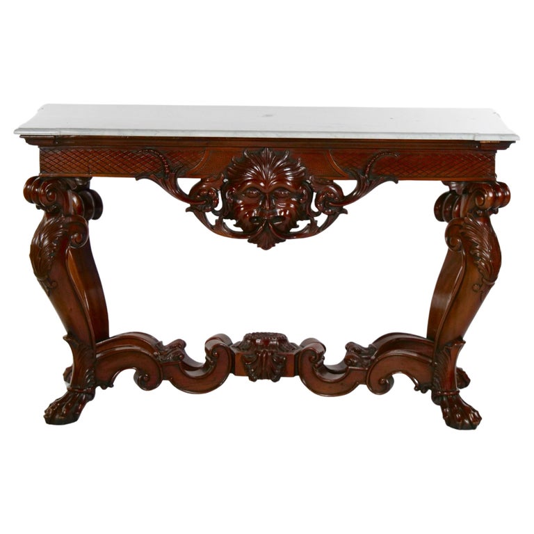 Meuble de rangement/table console en acajou sculpté de style rococo ...