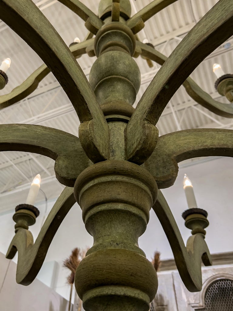 Grand Country French Style Custom 3-Tier Wooden Chandelier For Sale at ...