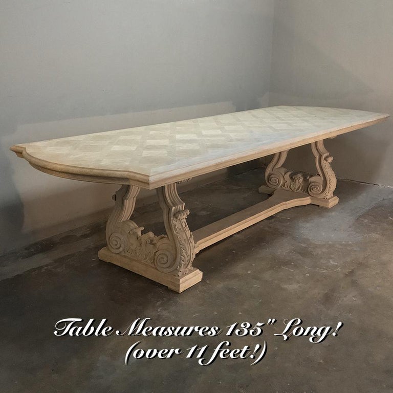 Grand French Parquet Stripped Oak Banquet Table at 1stDibs