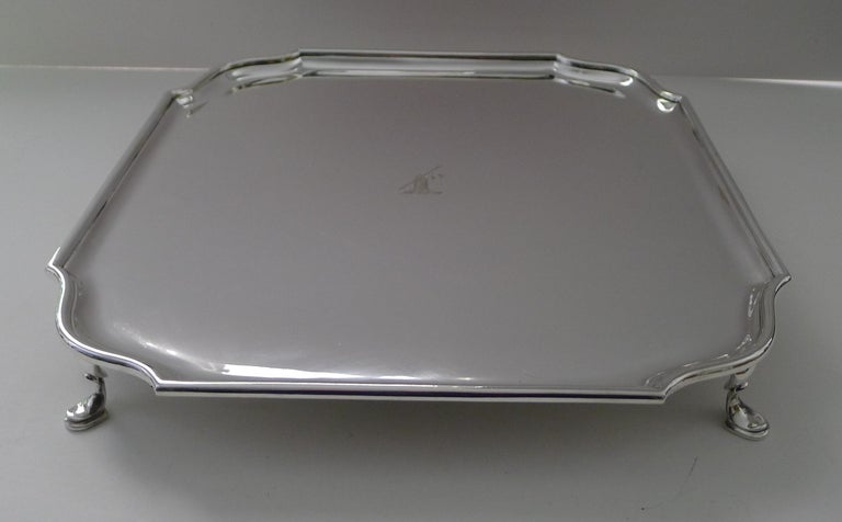 Grand Large Victorian Square Footed Salver / Tray C.1860 For Sale at ...