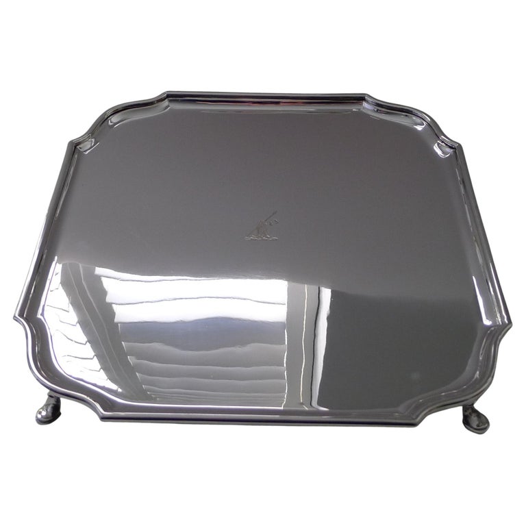 Grand Large Victorian Square Footed Salver / Tray C.1860 For Sale at ...