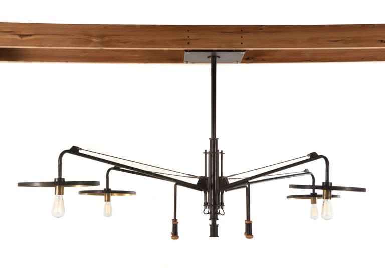 Grand Luminaire 4-Arm Light Fixture in Steel and Brass at 1stDibs