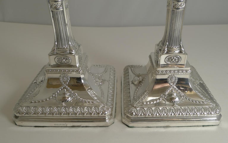 Grand Pair of English Silver Plated Adams Style Candlesticks, Ram's ...