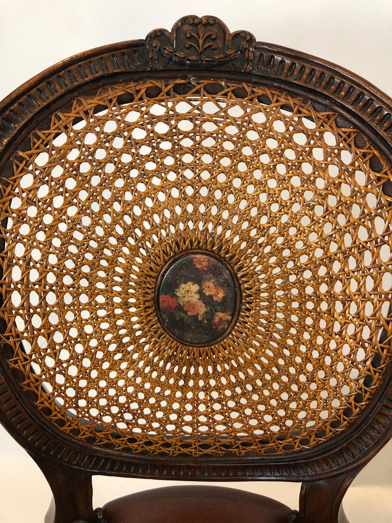 Theodore Alexander Grand Pair of Caned and Cameo Back Armchairs For ...