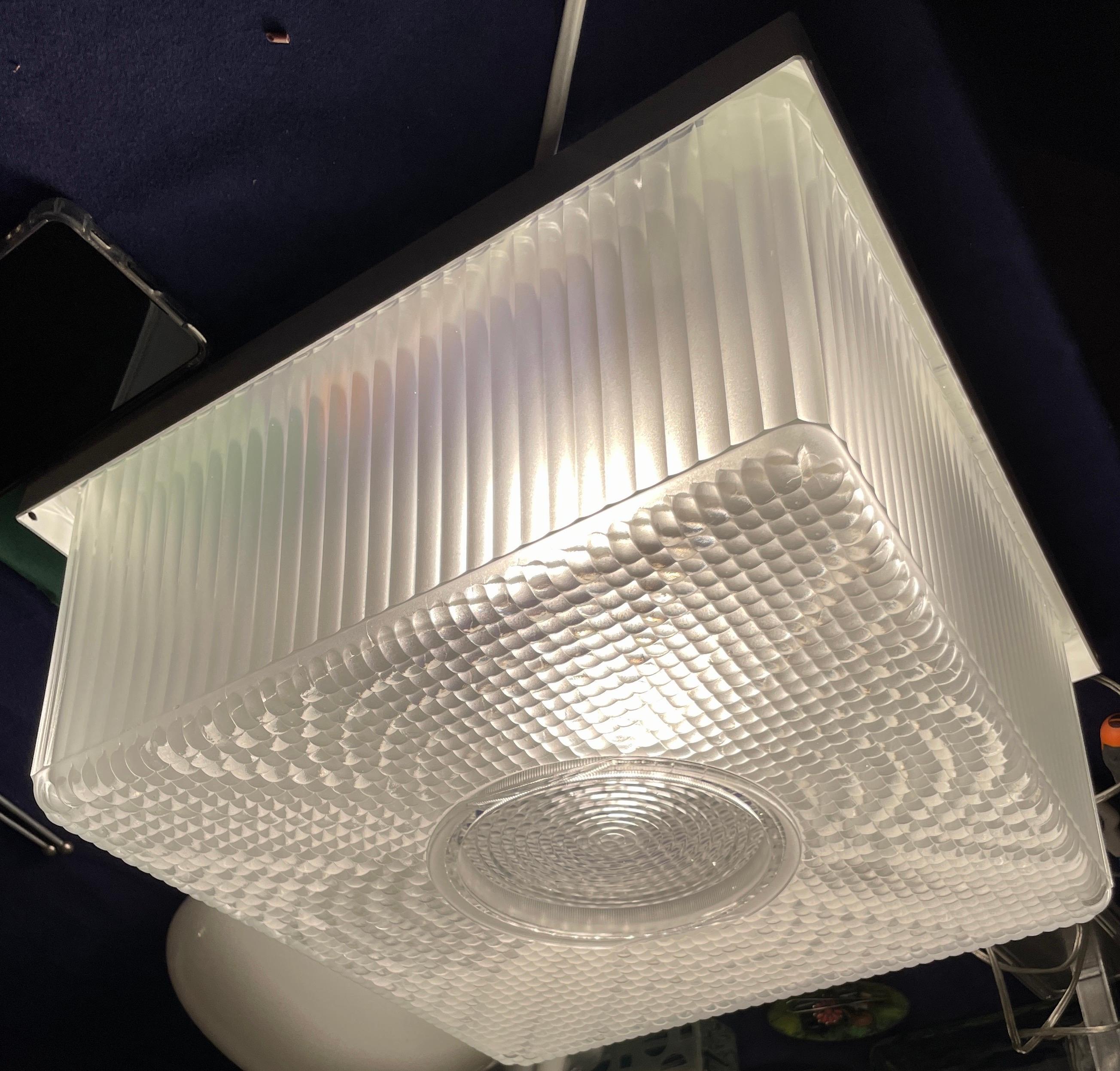 Large Square Ceiling Light Made by Holophane France, a pair available ...