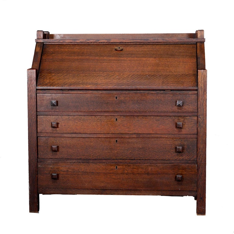 Grand Rapids Mission Oak Arts and Crafts Drop Front Desk by The Cron ...