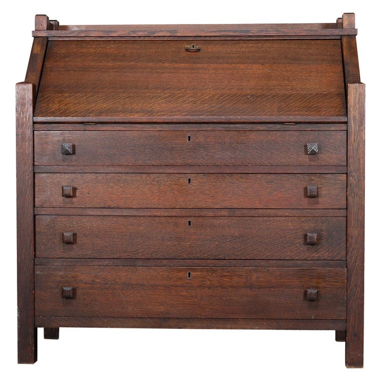 Grand Rapids Mission Oak Arts and Crafts Drop Front Desk by The Cron ...
