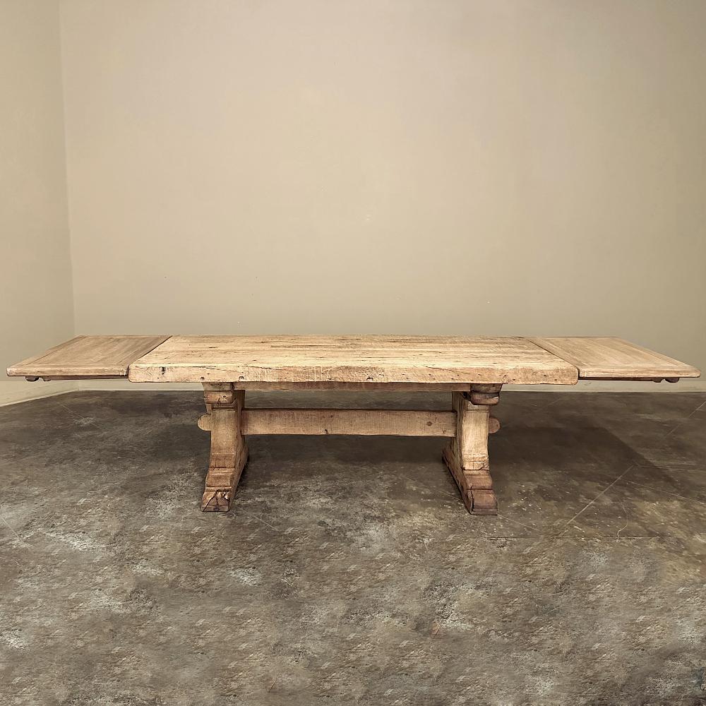 Grand Rustic Trestle Dining Table in Solid Oak with 2 Leaves For Sale ...