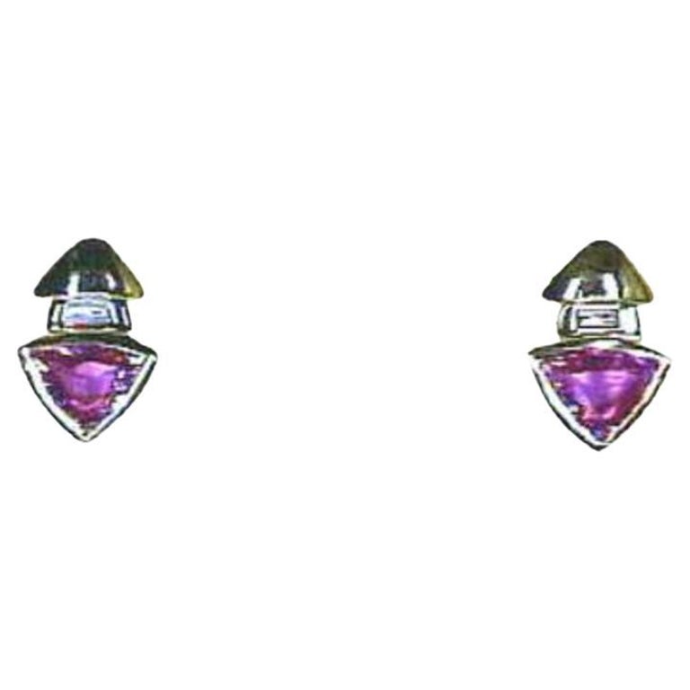 Grand Sample Sale Earrings Featuring Bubble Gum Pink Sapphire Set in ...