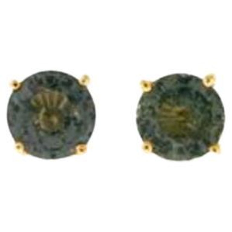 Grand Sample Sale Earrings Featuring Green Sapphire Set in 14K Honey ...
