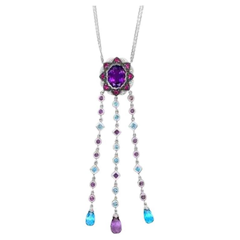 Grand Sample Sale Necklace Featuring Grape Amethyst, Blue Topaz, Bubble ...