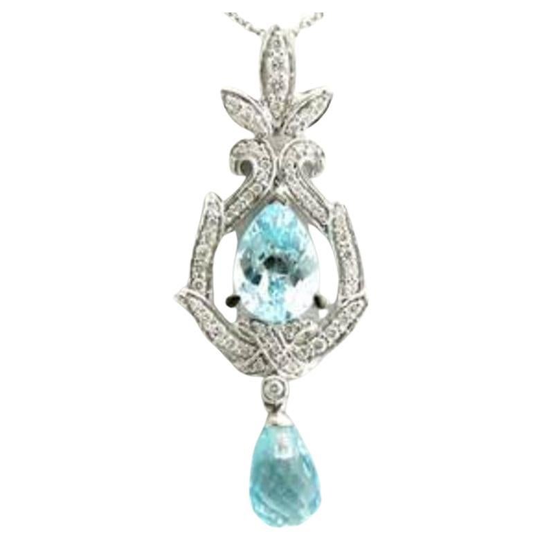 Grand Sample Sale Pendant Featuring Blue Topaz Set in 14K Vanilla Gold ...