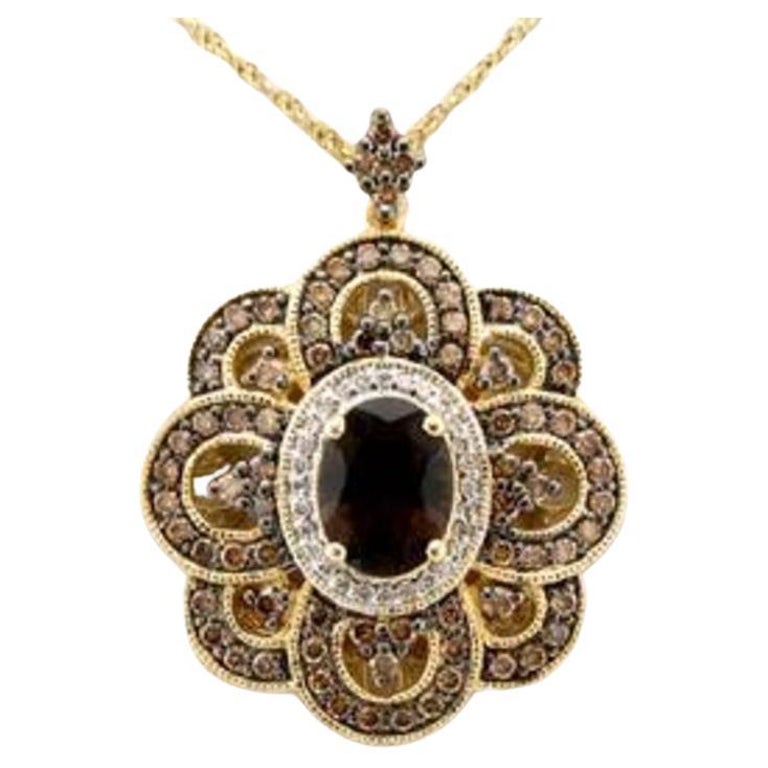 Pendentif de vente Grand chantillon avec quartz chocolat et diamants En ...