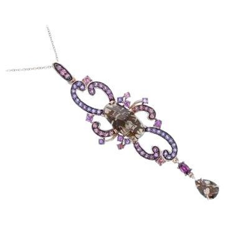 Grand Sample Sale Pendant Featuring Chocolate Quartz, Raspberry ...
