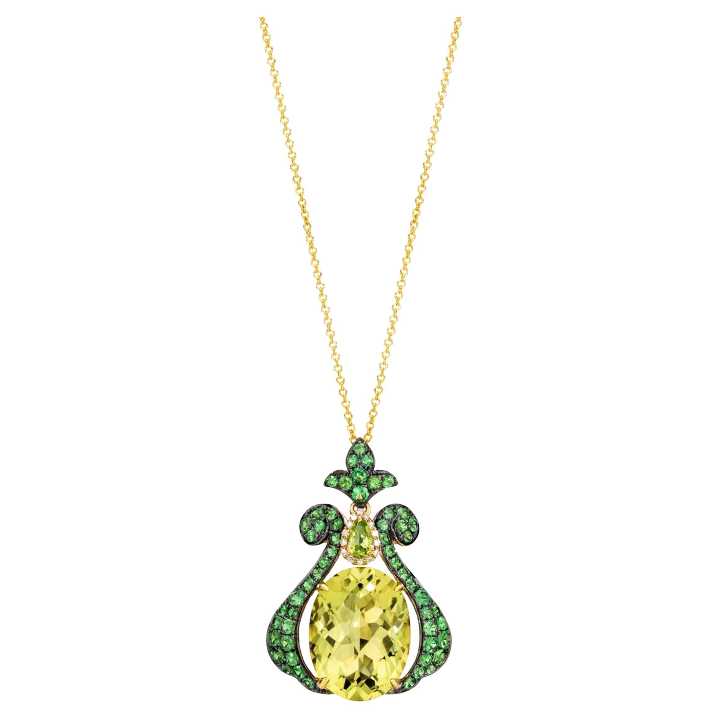 Grand Sample Sale Pendant Featuring Lemon Quartz, Green Apple Peridot ...
