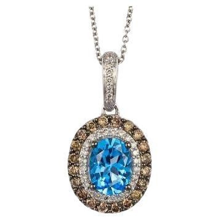 Grand Sample Sale Pendant Featuring Ocean Blue Topaz Chocolate Diamonds ...