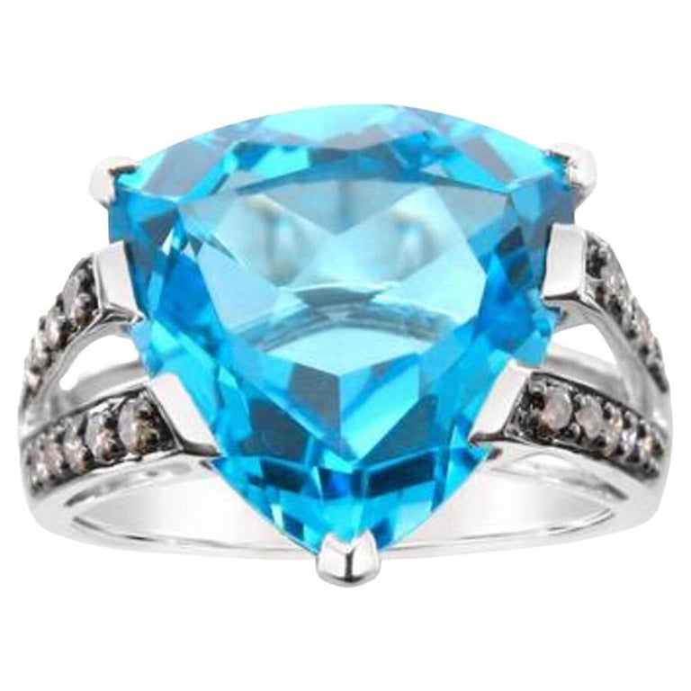 Grand Sample Sale Ring Featuring Blue Topaz Chocolate Diamonds Set in ...