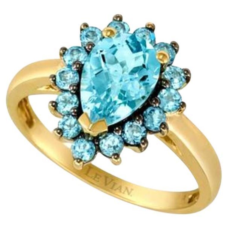 Grand Sample Sale Ring Featuring Blue Topaz Set in 14K Honey Gold For ...