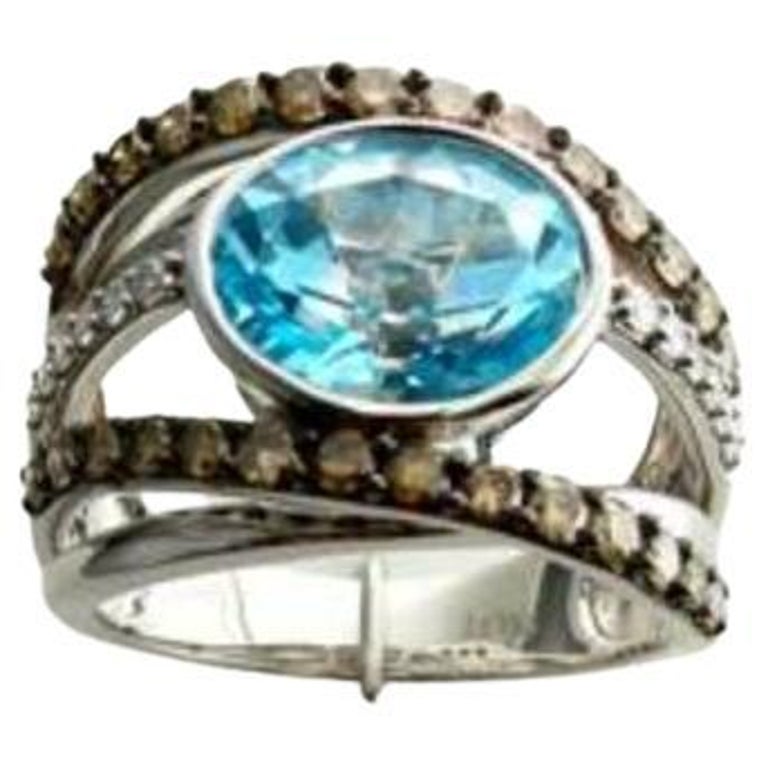 Grand Sample Sale Ring Featuring Ocean Blue Topaz Chocolate Diamonds ...