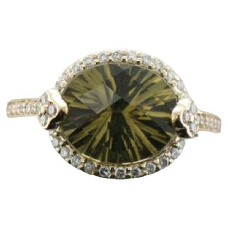 Grand Sample Sale Ring featuring Olive Quartz Vanilla Diamonds For Sale ...