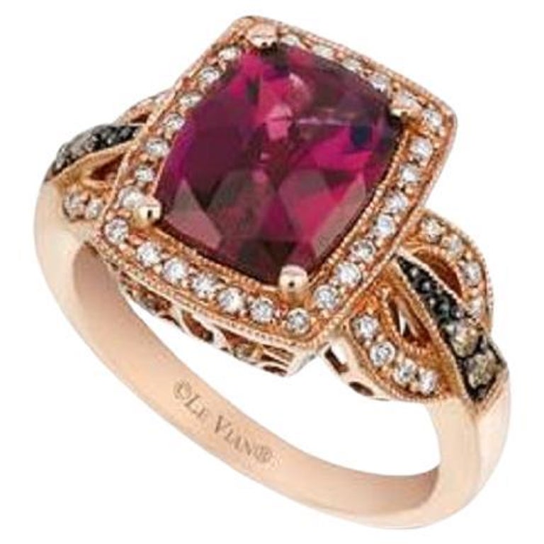 Grand Sample Sale Ring featuring Raspberry Rhodolite Chocolate Diamonds ...