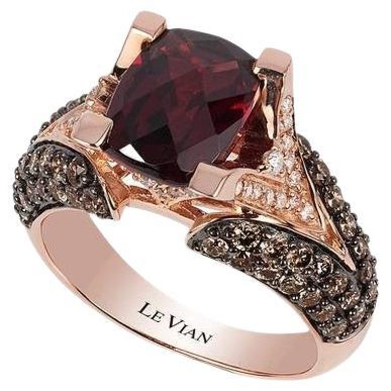 Grand Sample Sale Ring featuring Raspberry Rhodolite Chocolate Diamonds ...