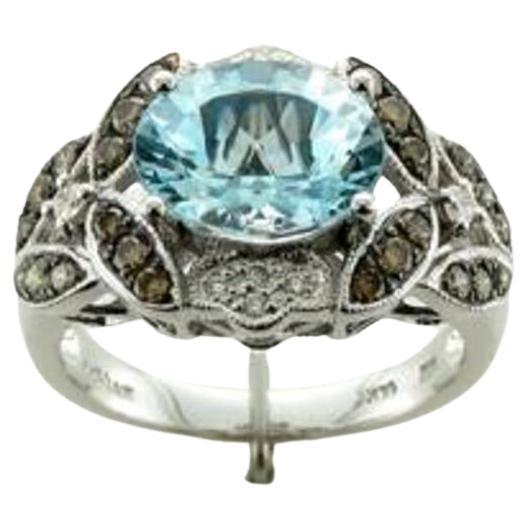 Grand Sample Sale Ring Featuring Sea Blue Aquamarine Chocolate Diamonds ...