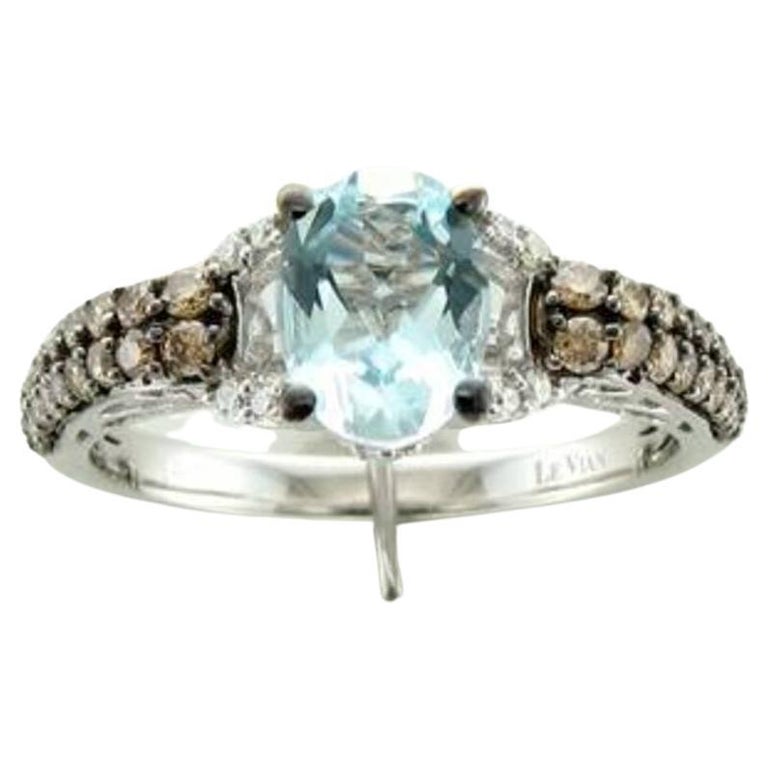 Grand Sample Sale Ring Featuring Sea Blue Aquamarine Chocolate Diamonds ...