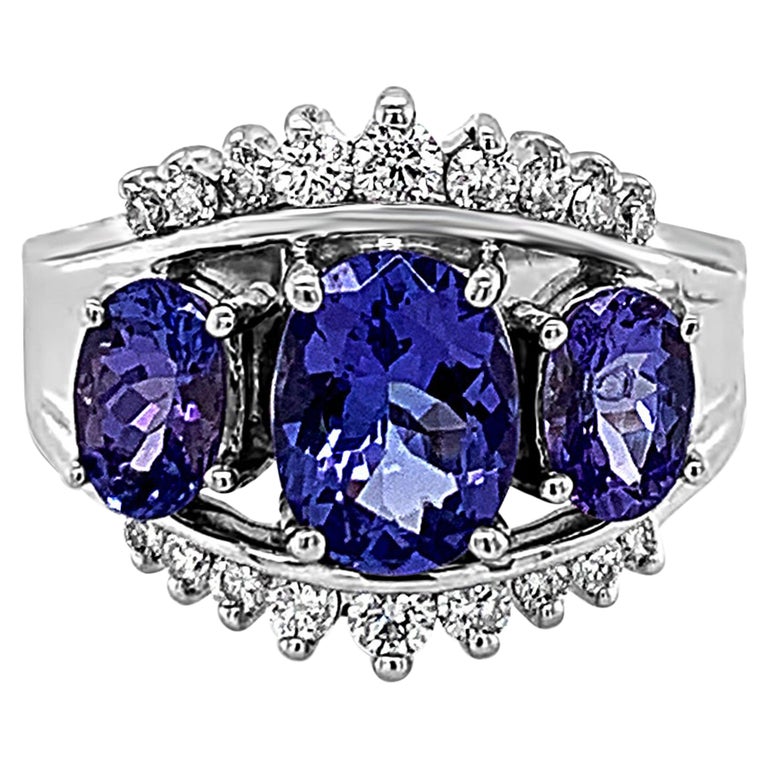 Grand Sample Sale Ring with Tanzanite, Vanilla Diamonds Set in 14k ...